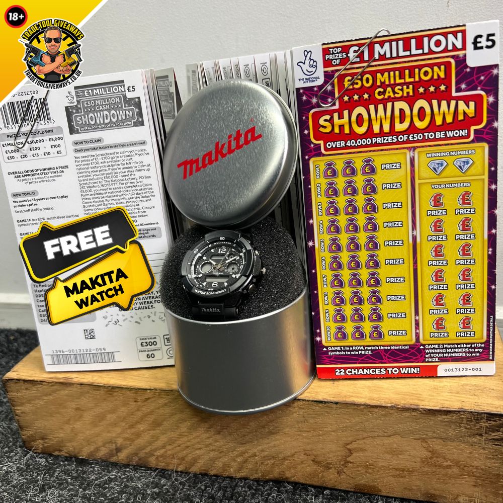 60pk £5 Scratch Cards & FREE Makita Watch - Power Tool Competitions ...
