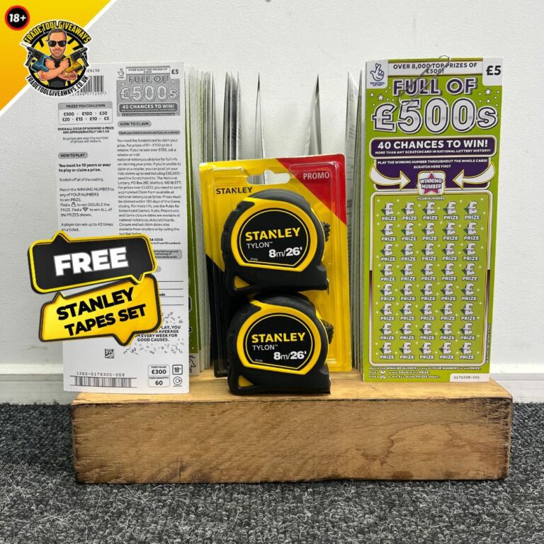 60pk £5 Scratch Cards & FREE Stanley Tapes Set - Power Tool ...