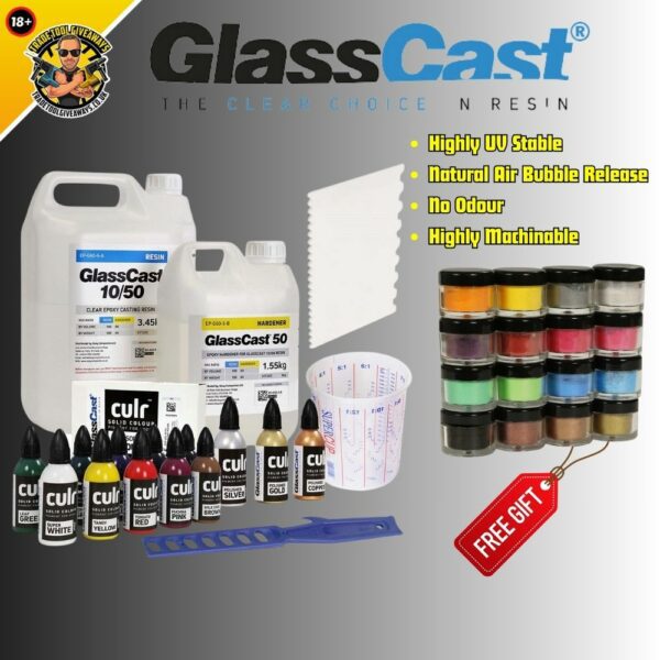 Glass Cast Epoxy Casting Resin Kit & FREE SHIMR Metallic Resin Powder ...