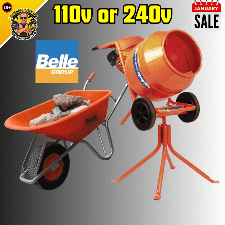 Belle 110v / 240v Mixer & Wheel Barrow - Power Tool Competitions - Win ...