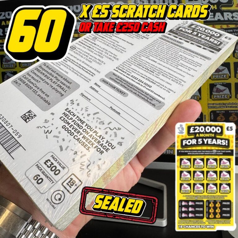 £300 Scratch Cards (60 x £5) - Complete (Sealed) Yellow Pack #7 - Power ...