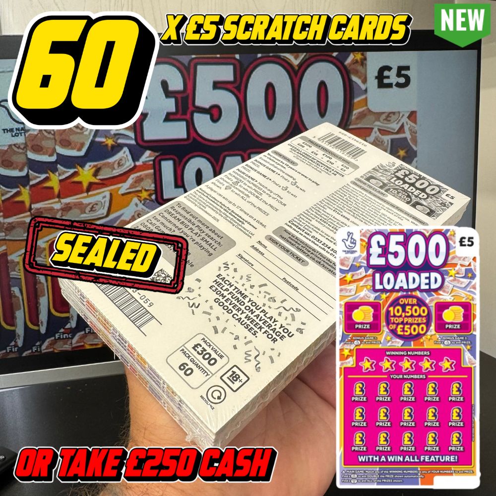 £300 Scratch Cards (60 x £5) - Complete (Sealed) £500 Loaded #2 - Power ...