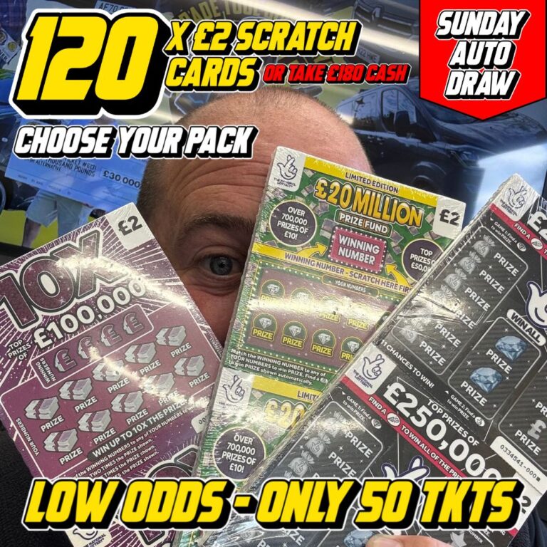 Auto Draw - £240 Scratch Cards (120 x £2) Choose Your Sealed Pack LOW ...