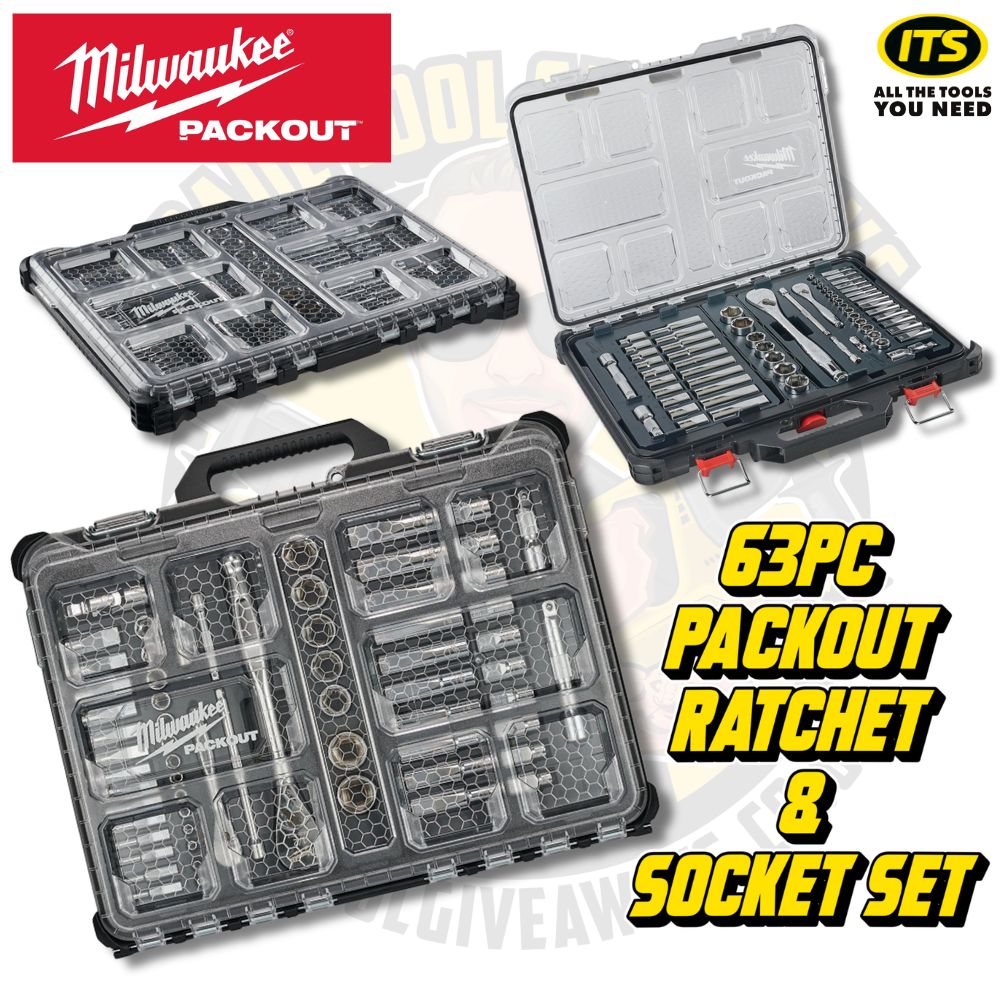 Milwaukee PACKOUT 63pc Ratchet & Socket Set #4 - Power Tool Competitions - Win Vans & Power Tools