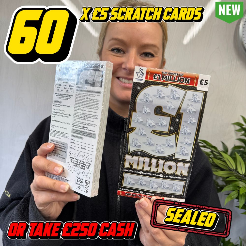 £300 Scratch Cards (60 x £5) £1 Million Pack Sealed NEW #2 - Power Tool ...