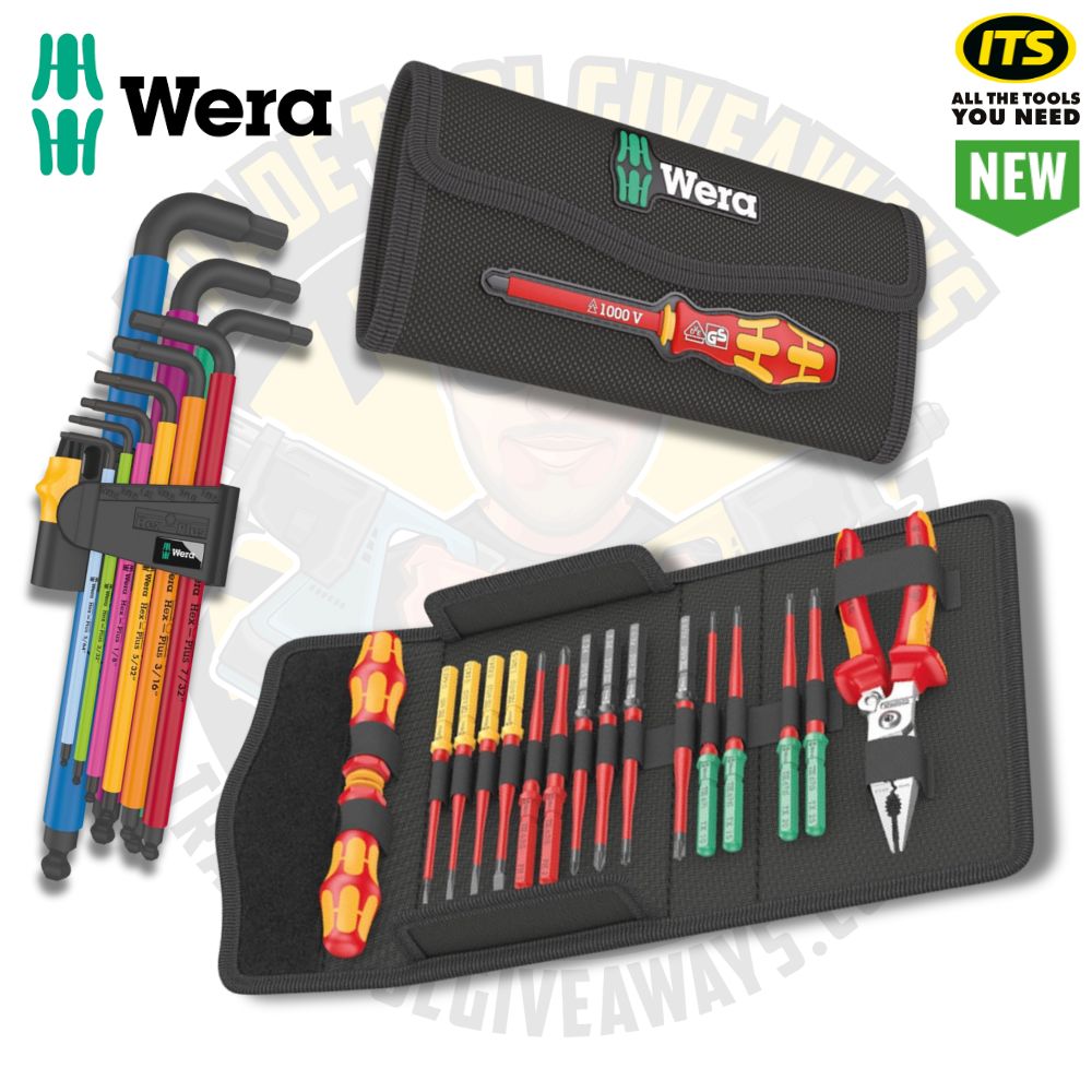 Wera 17pc Extra Slim VDE Electricians Tool Set & 9pc L-Keys Set - Power ...
